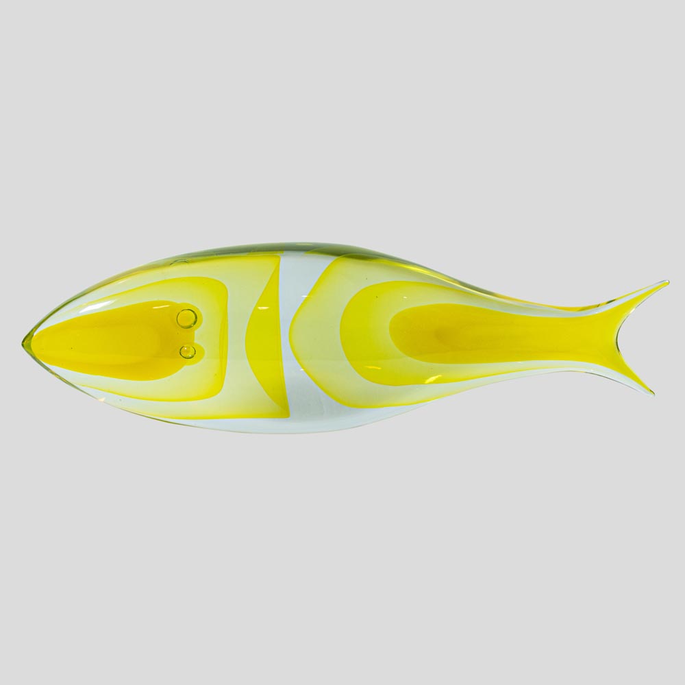 Yellow and clear Murano glass fish sculpture by Alberto Dona | The FM ...